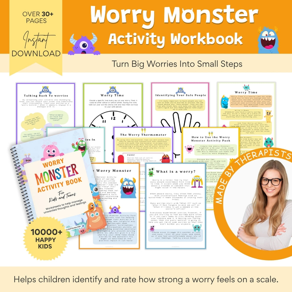 Worry Monster Workbook for Kids | Printable Anxiety & Emotion Tool ...