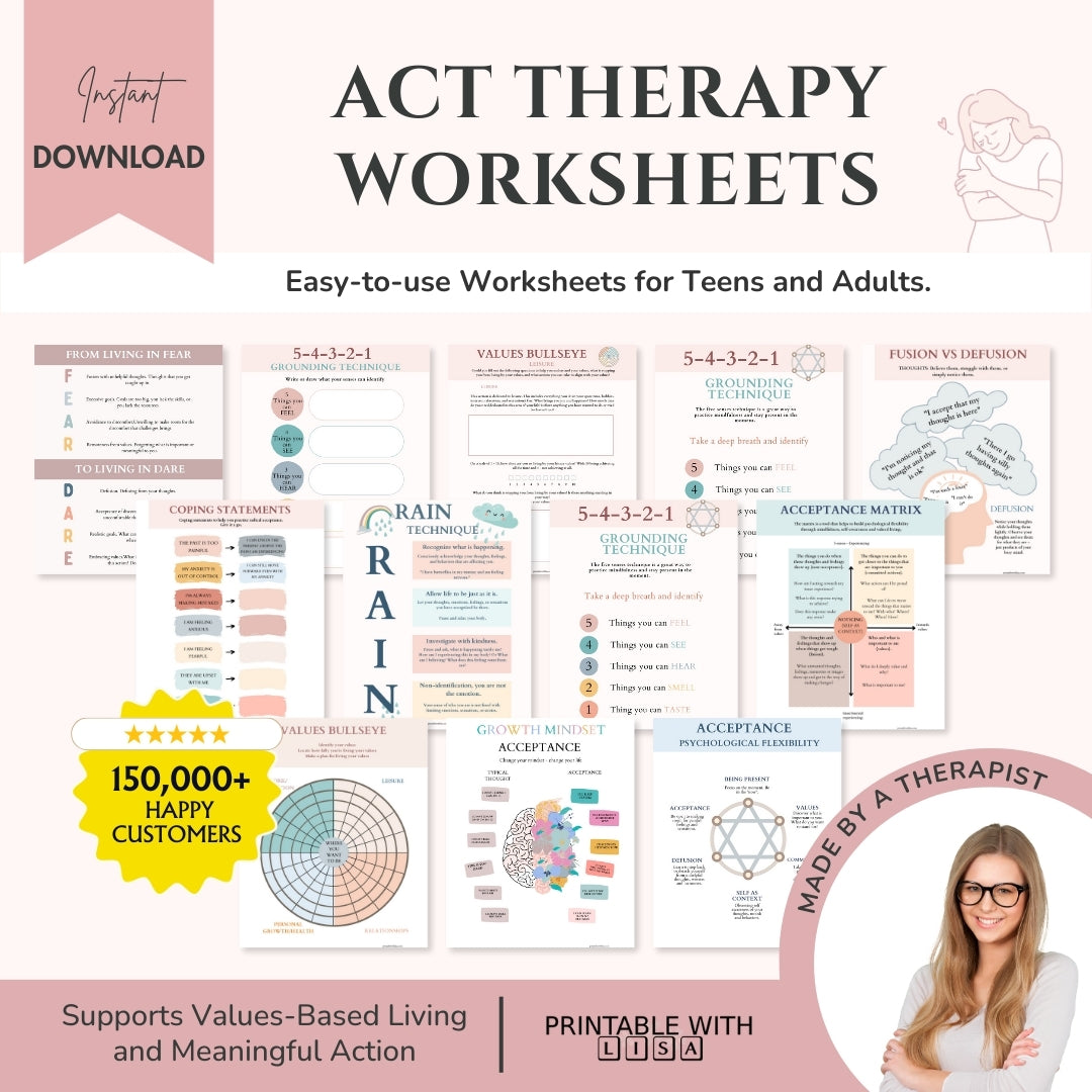 ACT Therapy Worksheets – Calm Your Mind, Live by Your Values ...