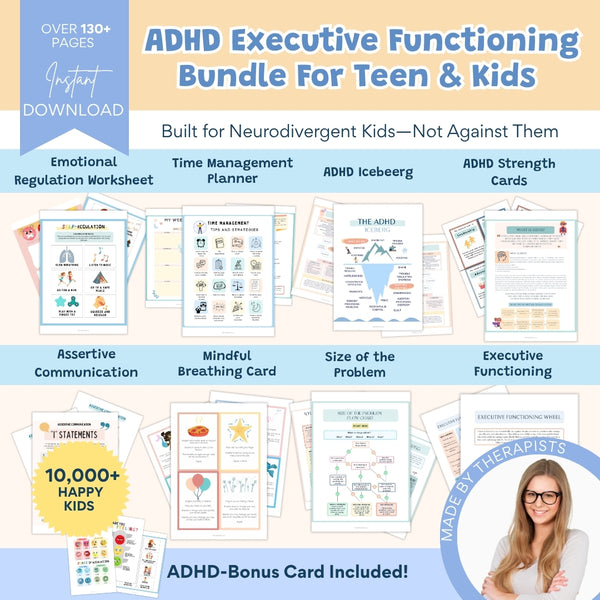 ADHD Executive Functioning Worksheets for Kids & Teens | 130+ Pages ...