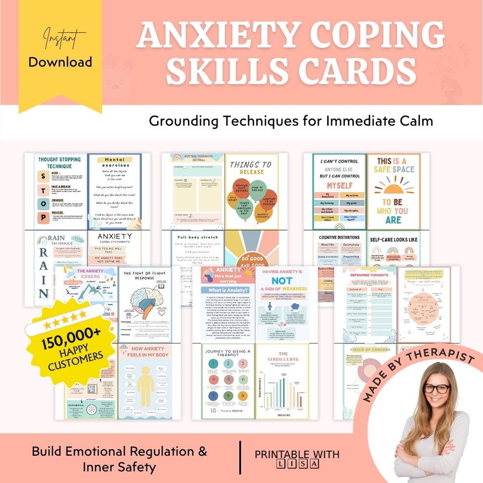 Anxiety Coping Skills Cards – Grounding Techniques for Immediate Calm ...
