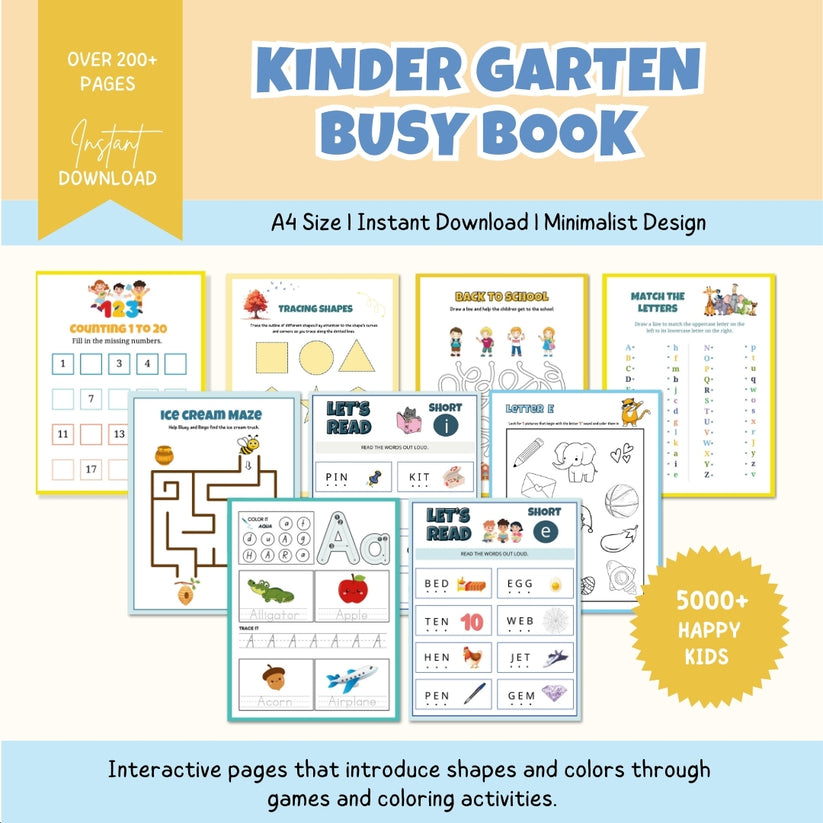Homeschool Kindergarten Busy Book | 200+ Preschool & Toddler Worksheet ...