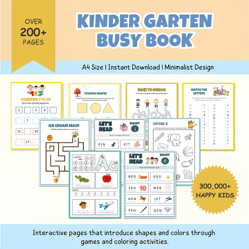 Homeschool Kindergarten Busy Book | 200+ Preschool & Toddler Worksheet ...