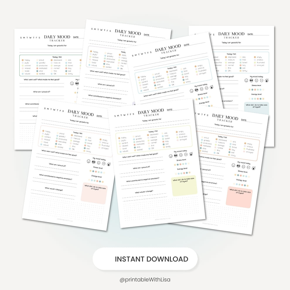 Daily Mood Tracker Printable | Self-Care & Mental Health Journal ...