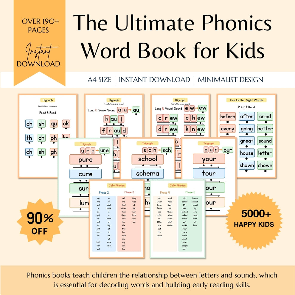 Phonics Workbook for Kids – Learn to Read Activity Book – PRINTABLE ...
