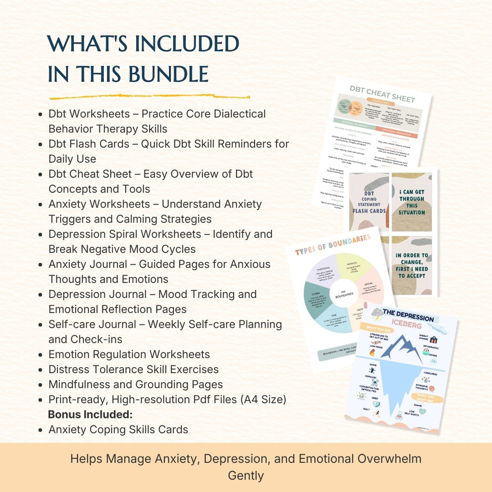 Mental Health & Anxiety Mega Bundle – DBT Cards, Journal & 7 Tools ...