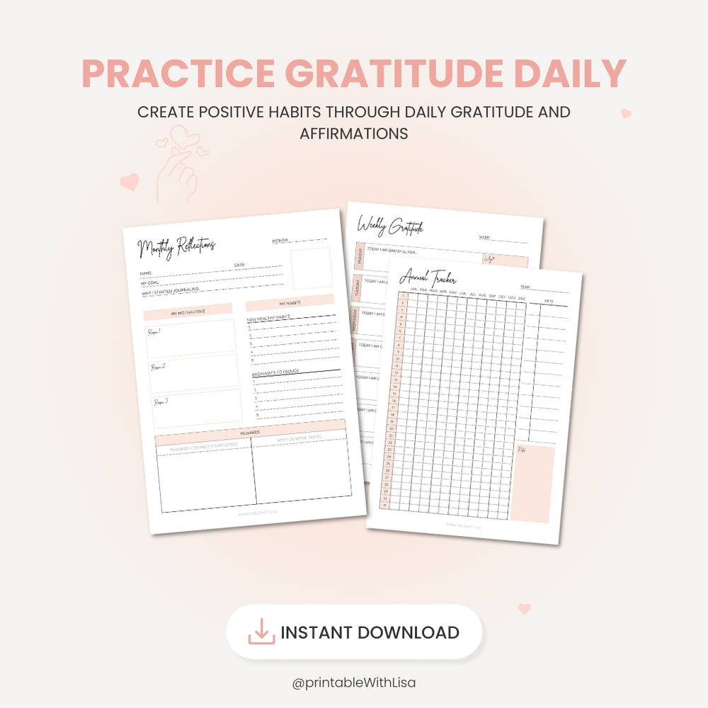 Gratitude Journal Printable | Mindfulness & Self-Care Bundle ...