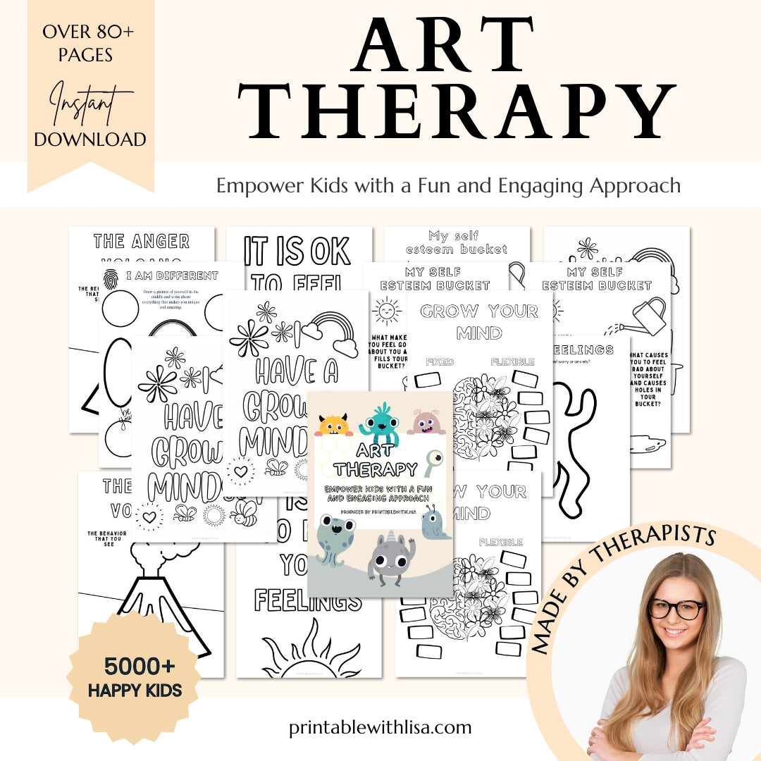 Art Therapy Worksheets Bundle – Self-Esteem & Mental Health Tools ...