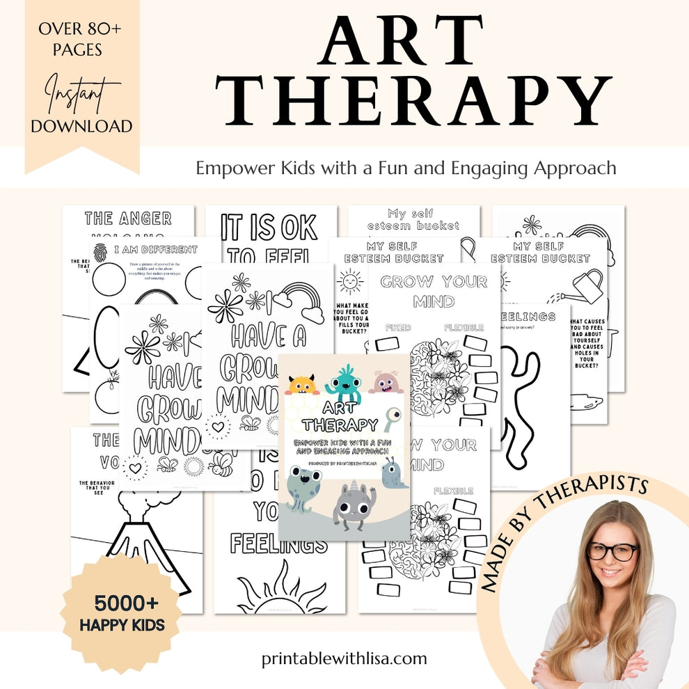 Art Therapy Worksheets Bundle – Self-Esteem & Mental Health Tools ...