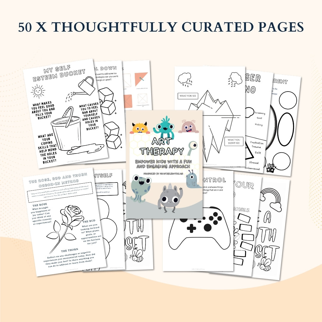 Art Therapy Worksheets Bundle – Self-Esteem & Mental Health Tools ...