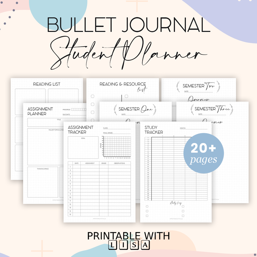 Bullet Journal Student Planner Printable | BUJO for Study & Grades ...